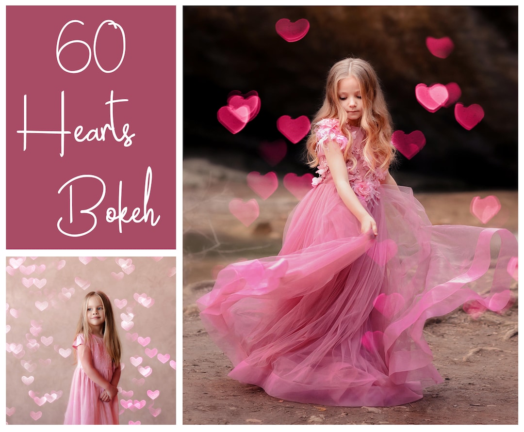 60 Hearts Bokeh Overlays Valentines Overlays Hearts Overlay Gold Pink ...