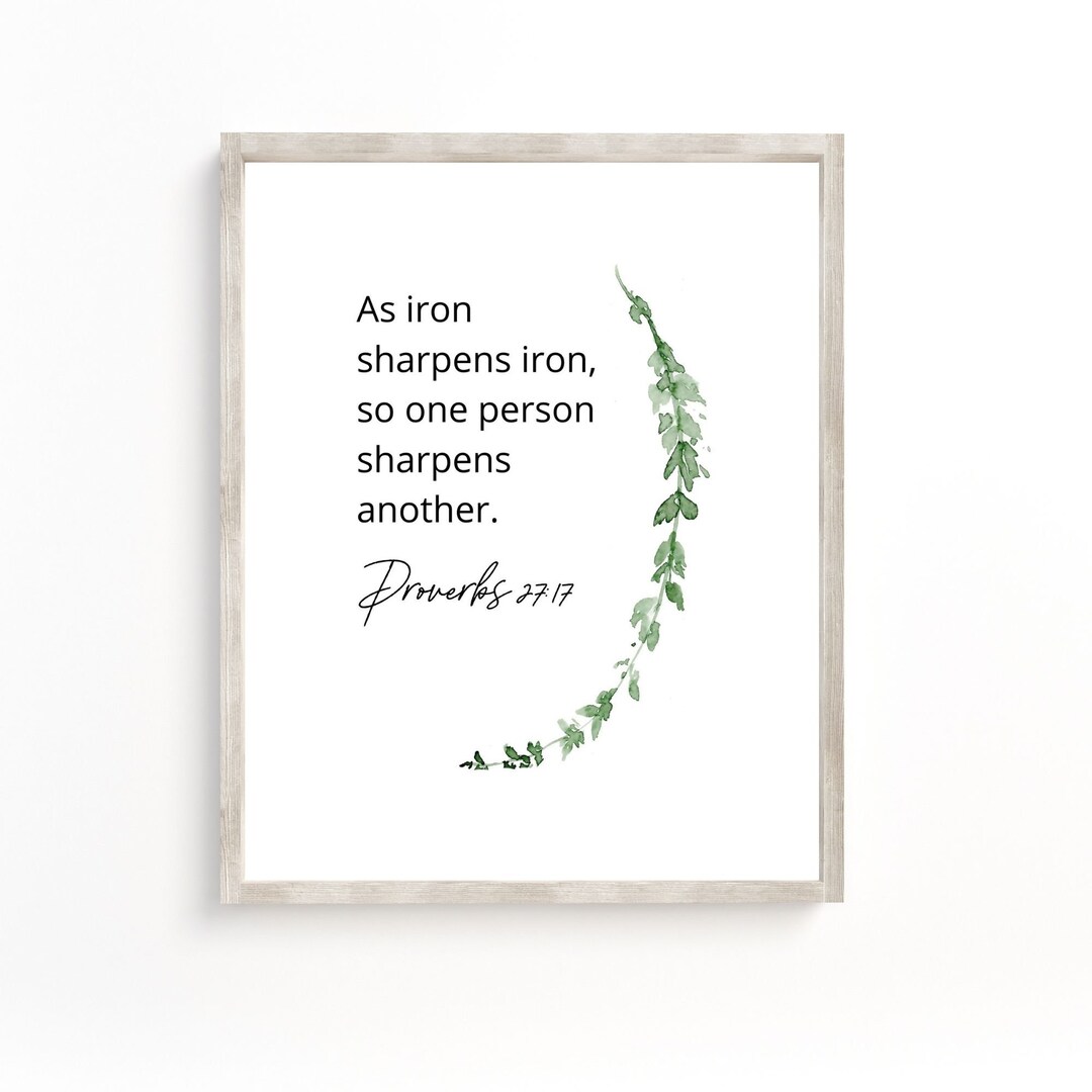Proverbs 27:17 Christian Art Printable Scripture Iron Sharpens Iron ...