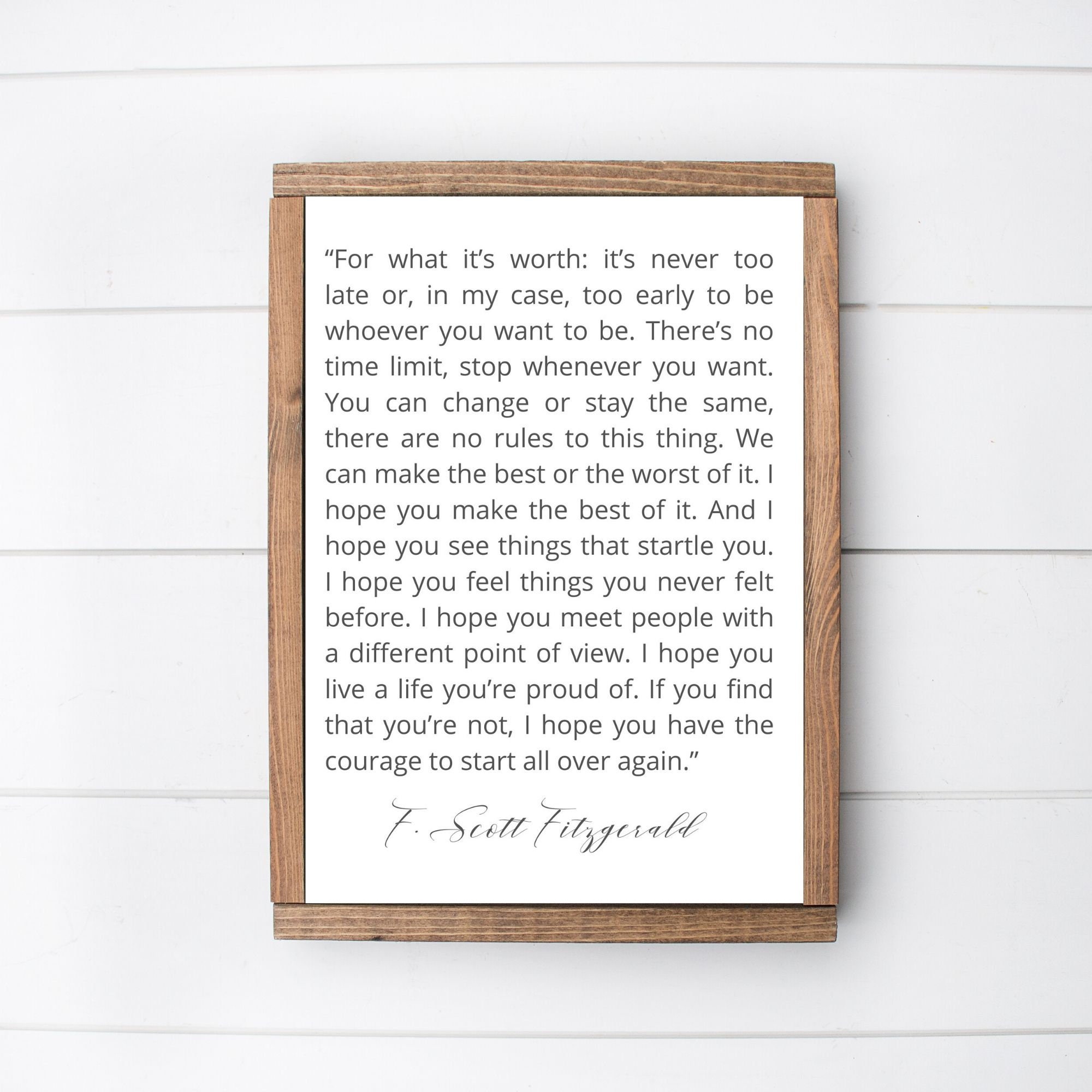 F Scott Fitzgerald Wall Art for What It's Worth Quote - Etsy