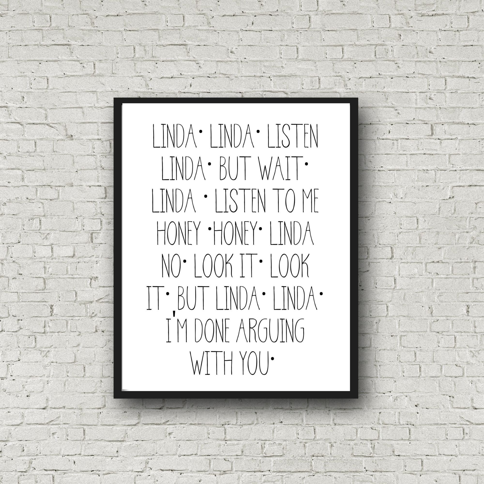 Linda, Honey Print, Funny Office Decor, Funny Typography Printable, DYI ...