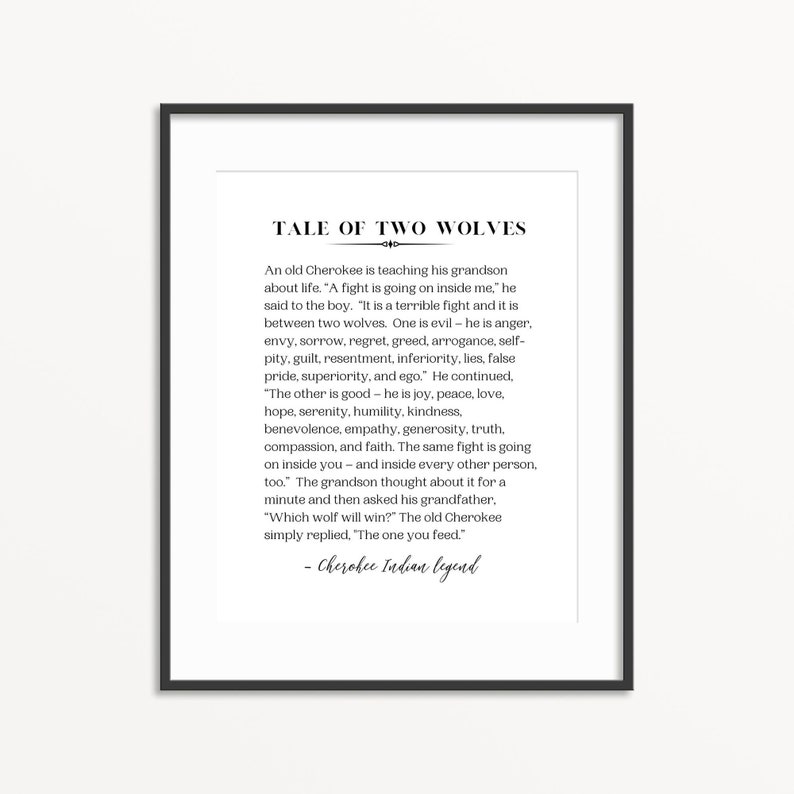 Tale of Two Wolves Sign Inspirational Quote Sign Native - Etsy