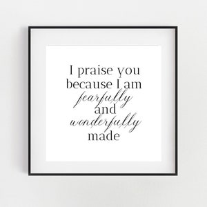 I Am Fearfully and Wonderfully Made, Scripture Sign. Scripture Sign ...