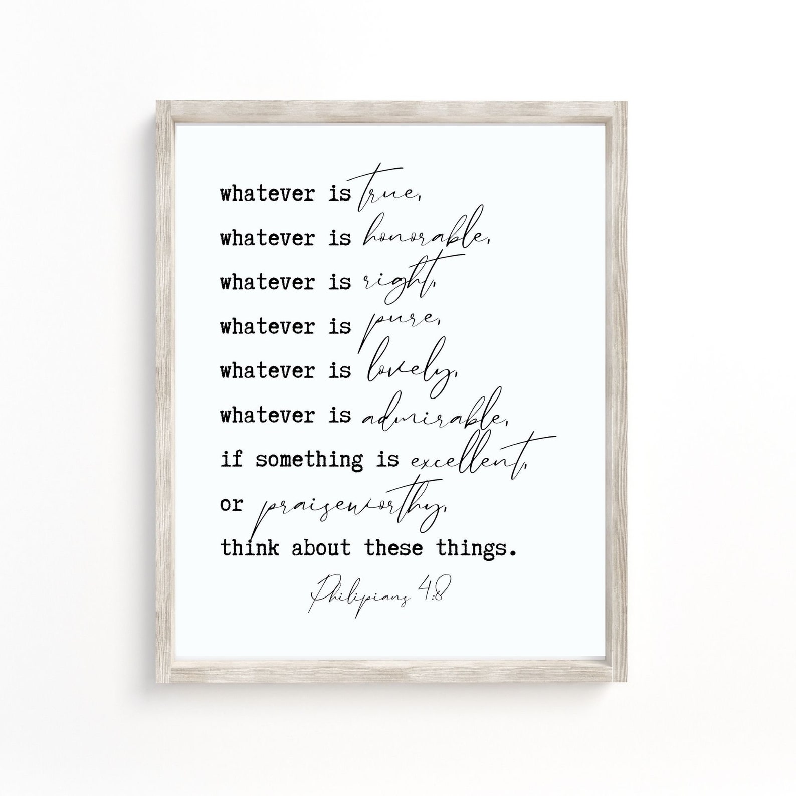 Philippians 4 8, Whatever is True Sign, Bible Verse Wall Art Print ...