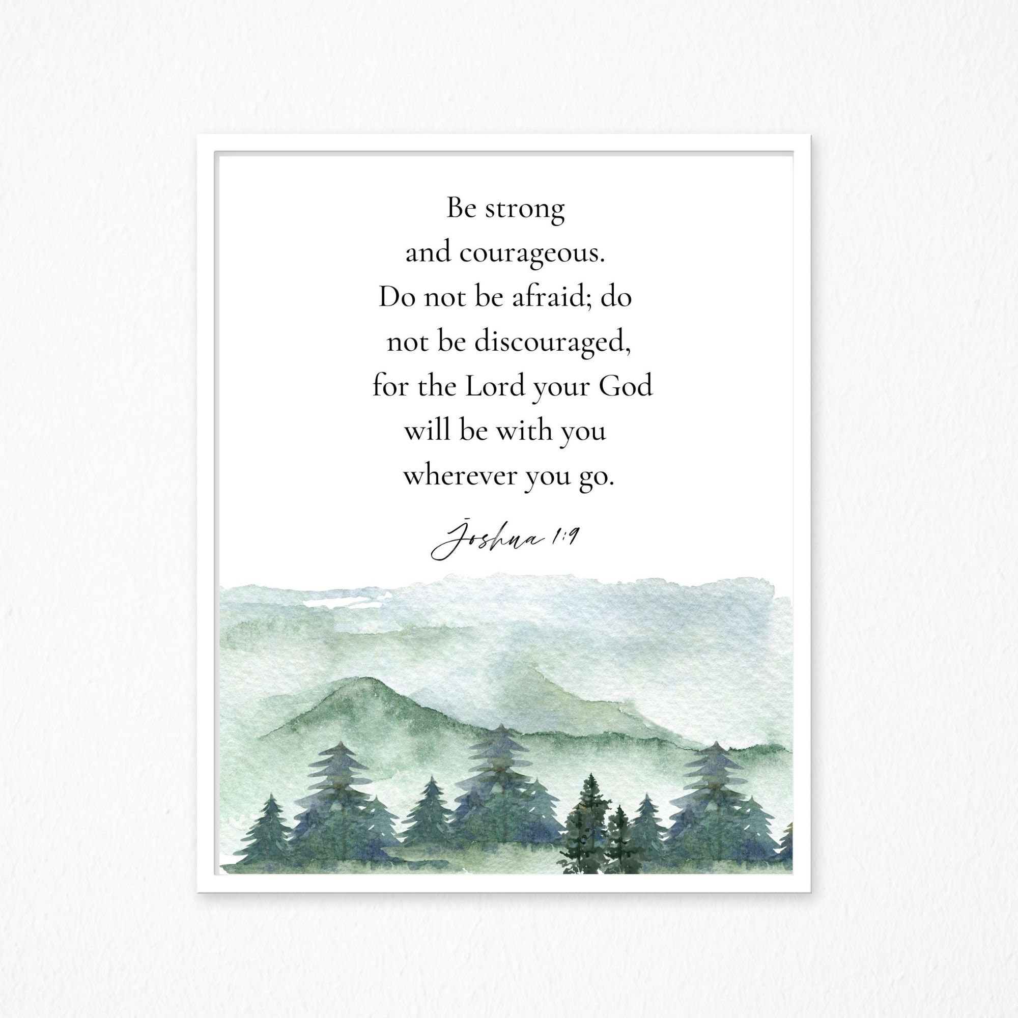 Wall Decor Home & Living Bible verse wall poster Be strong and ...