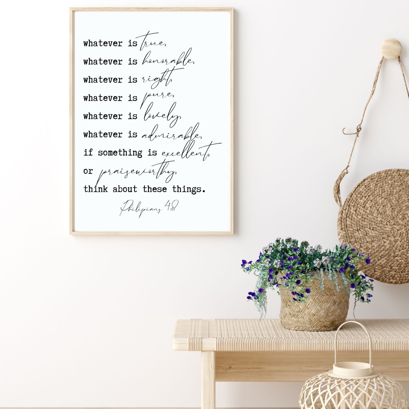 Philippians 4 8, Whatever is True Sign, Bible Verse Wall Art Print ...