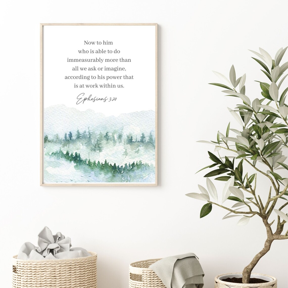 Ephesians 3:20 to Him Who is Able Watercolor Bible Verse Wall Art Print ...