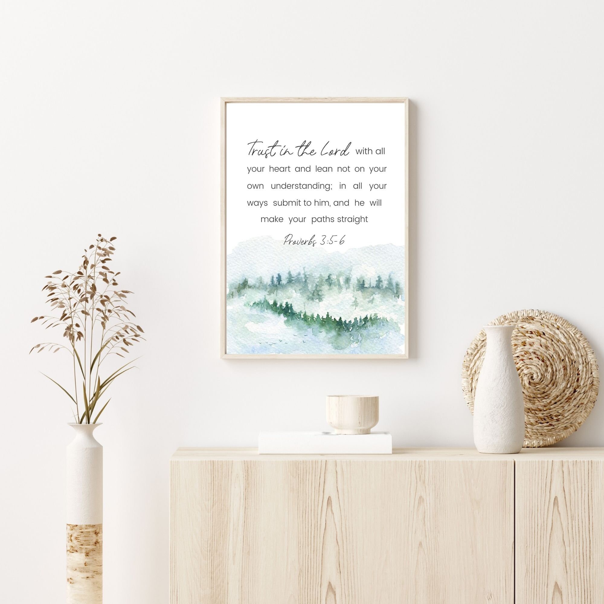 Proverbs 3:5-6 Trust in the Lord Bible Verse Wall Art, Printable Wall ...