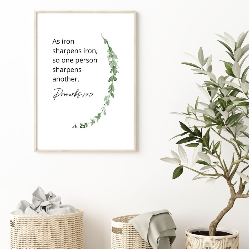 Proverbs 27:17 Christian Art Printable Scripture Iron Sharpens Iron ...