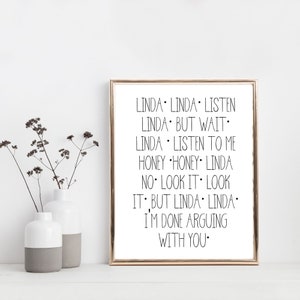Linda, Honey Print, Funny Office Decor, Funny Typography Printable, DYI ...