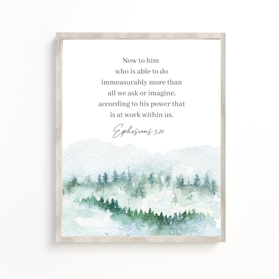 Ephesians 3:20 to Him Who is Able Watercolor Bible Verse Wall | Etsy