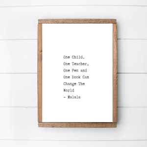 Malala Yousafzai Quote Print, Inspirational Wall Art (digital Download ...