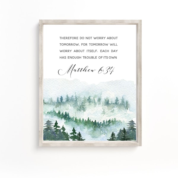 Matthew 6 34 Print - Etsy