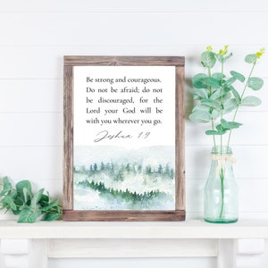 Be Strong and Courageous Printable Art. Joshua 1:9. Christian Wall Art ...