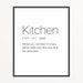 Kitchen Definition Print Minimalist Poster Definition Dictionary Print ...