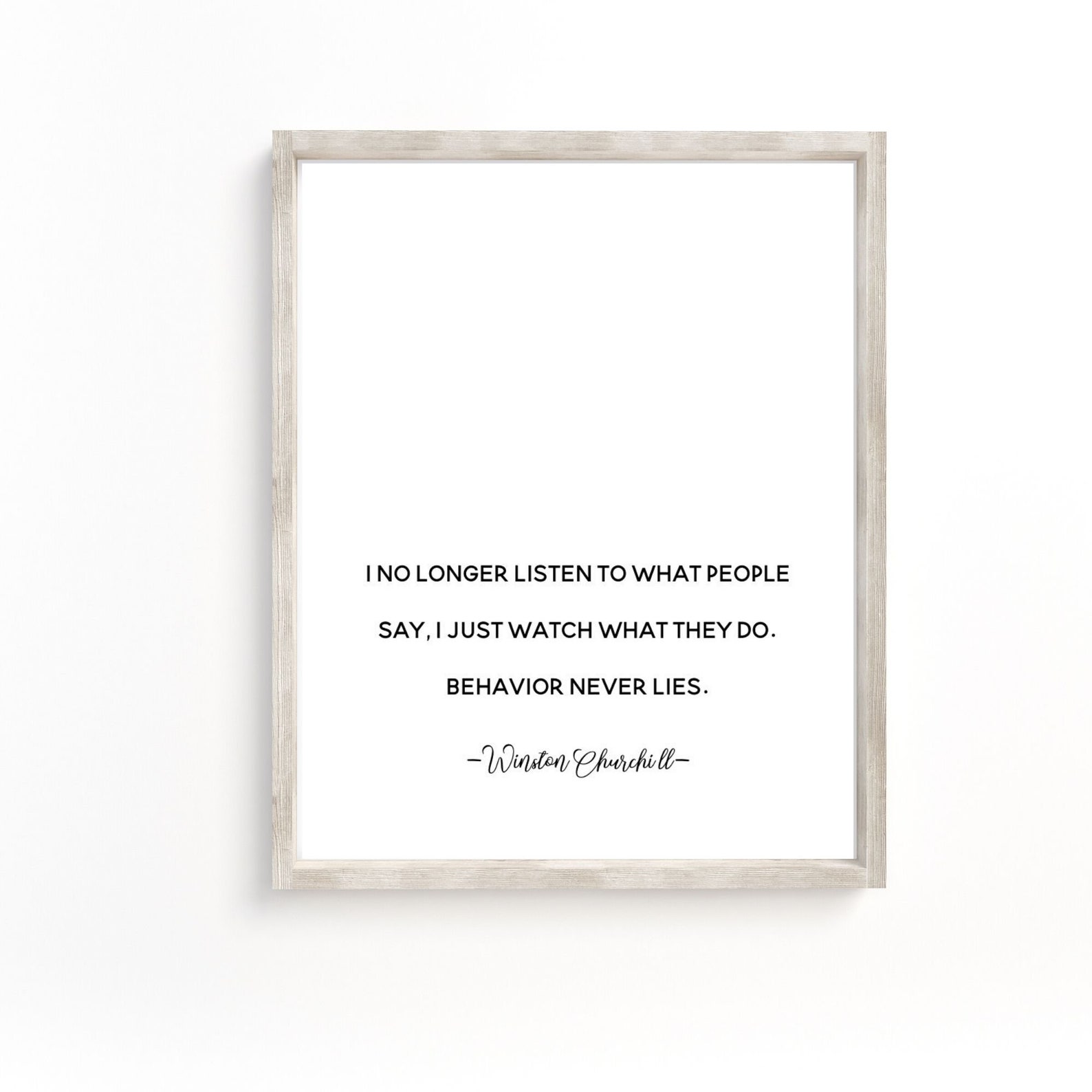 Behavior Never Lies, Winston Churchill Quote, Churchill Wall Art ...