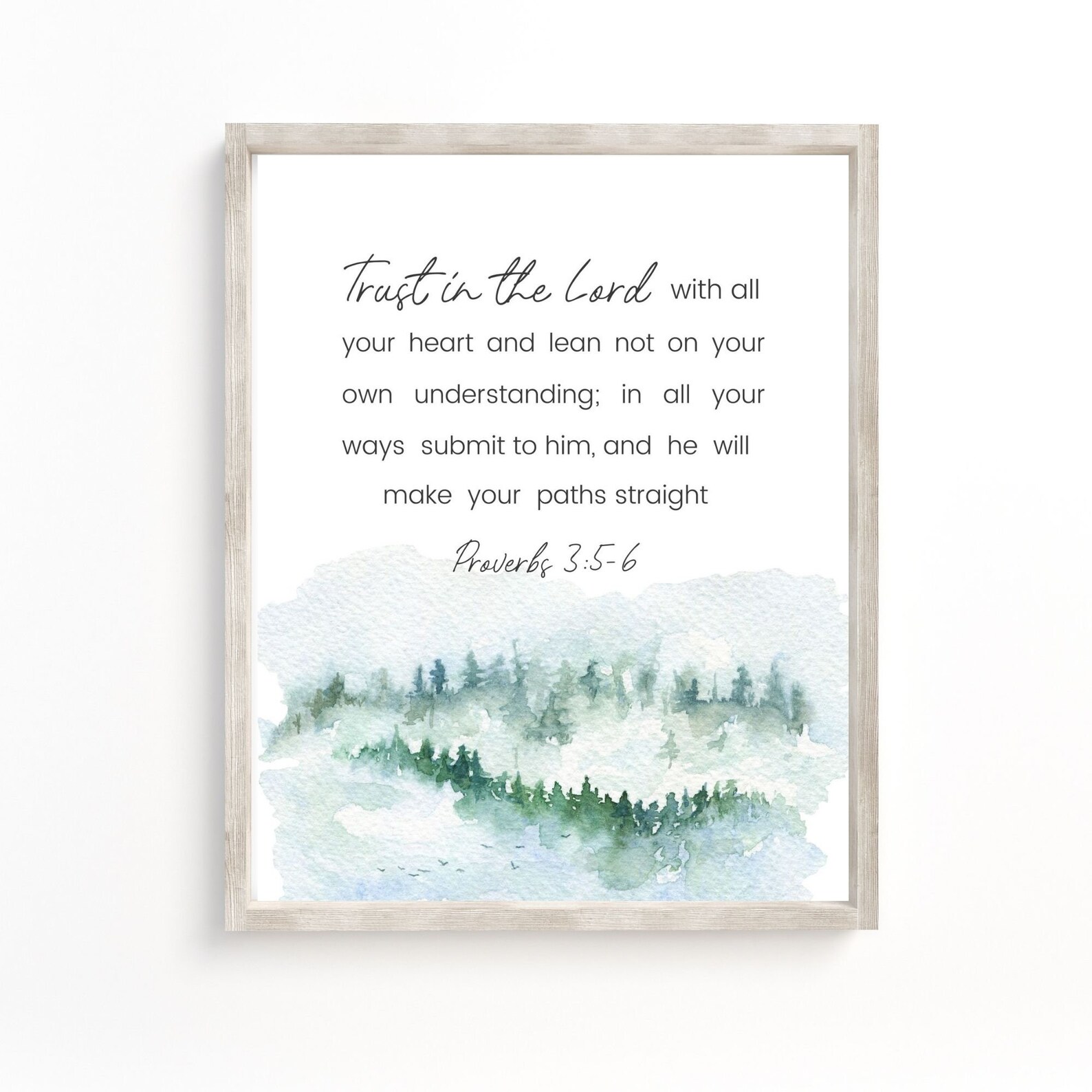 Proverbs 3:5-6 Trust in the Lord Bible Verse Wall Art, Printable Wall ...