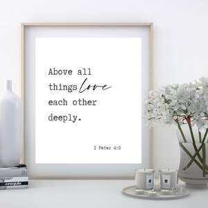 Above All Things Love Each Other Deeply, Christian Home Deco, Wedding ...