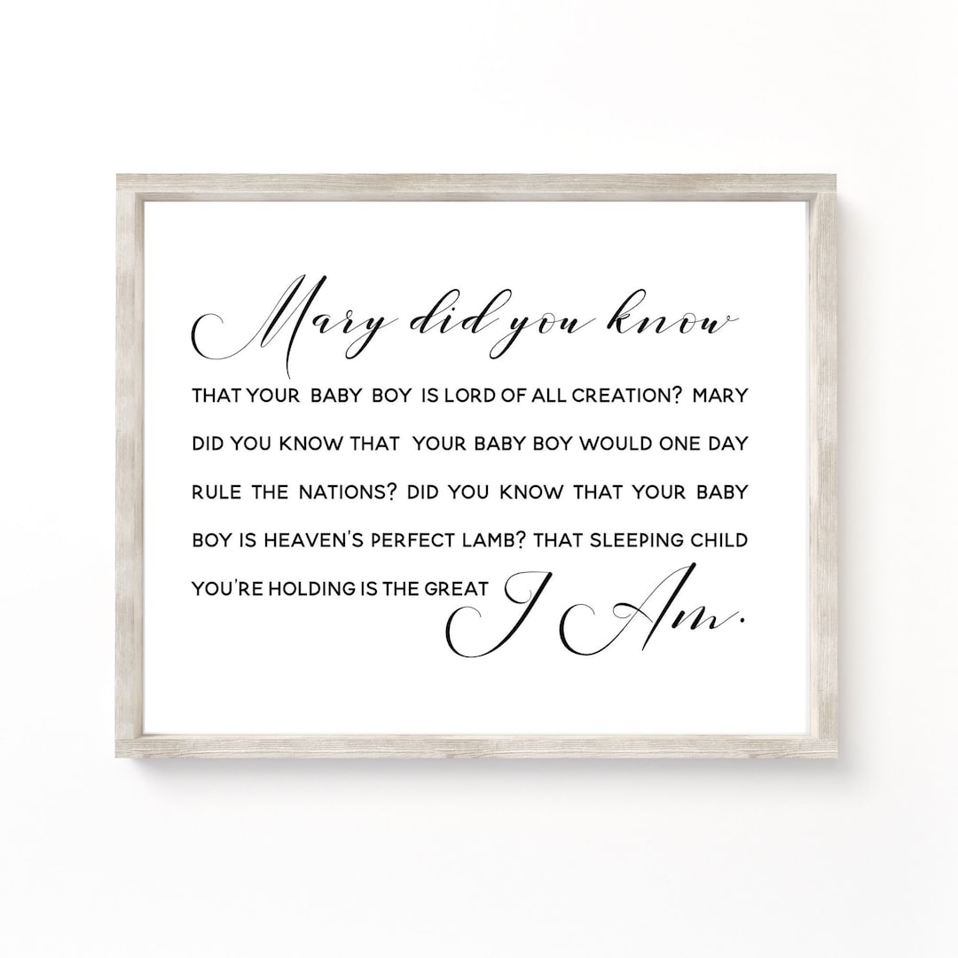 Mary Did You Know Christmas Print: Baby Jesus Art (digital Download) - Etsy