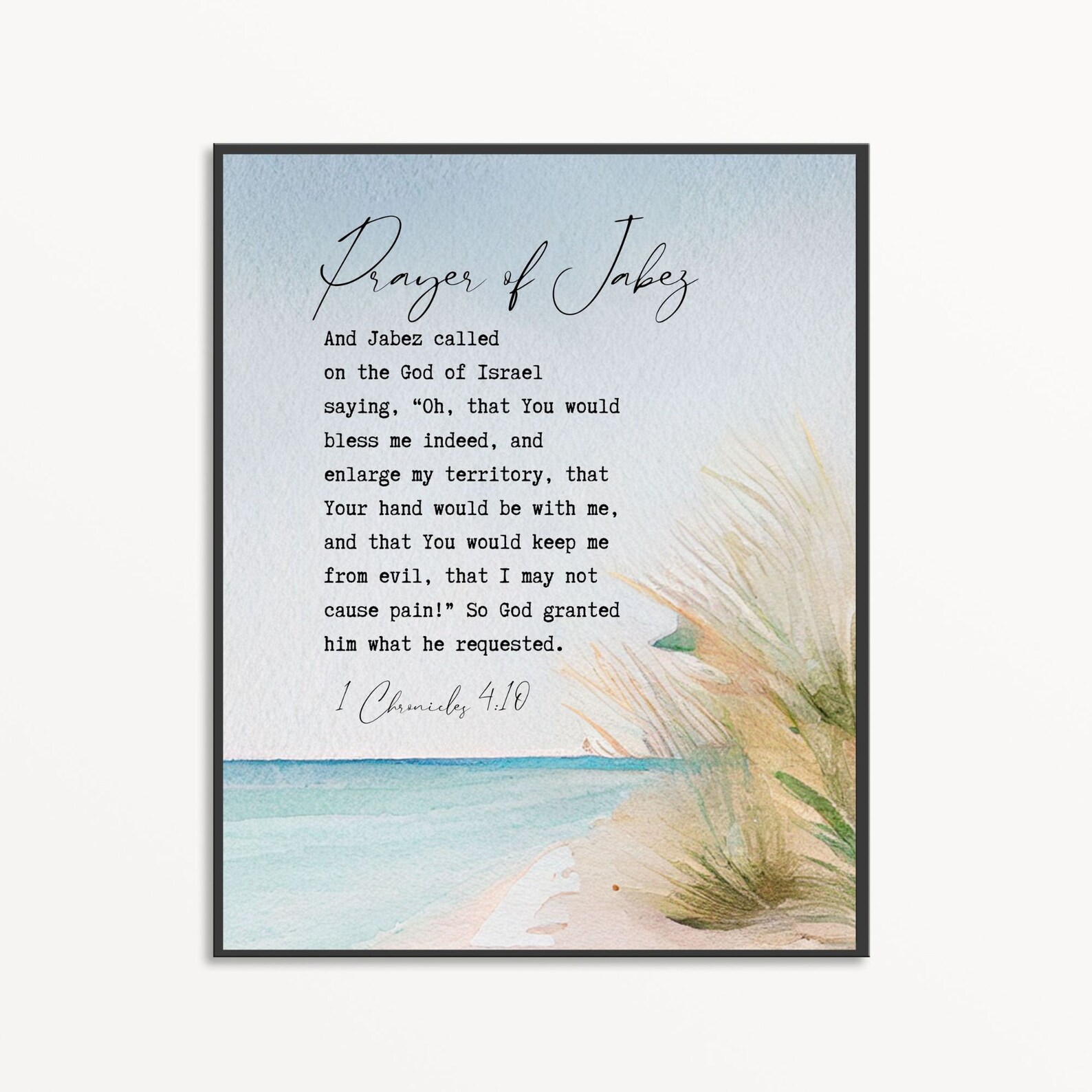 Prayer of Jabez Beach Print: Christian Scripture Wall Art (digital ...