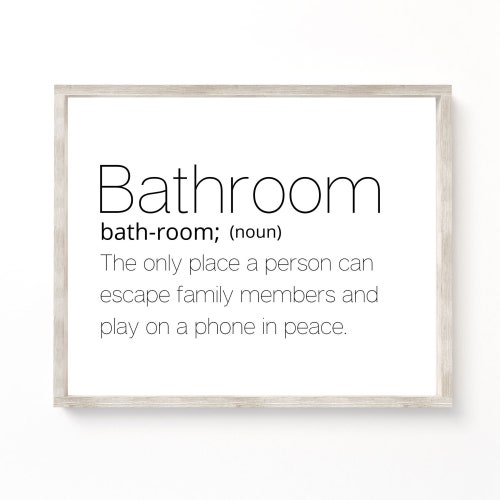 Bathroom Definition Sign Funny Bathroom Art Bathroom Wall | Etsy