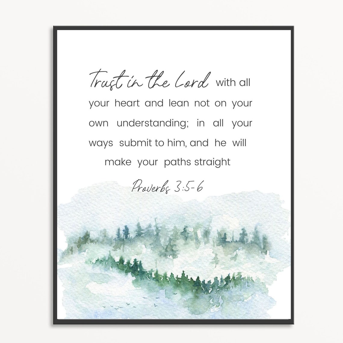 Proverbs 3:5-6 Trust in the Lord Bible Verse Wall Art - Etsy