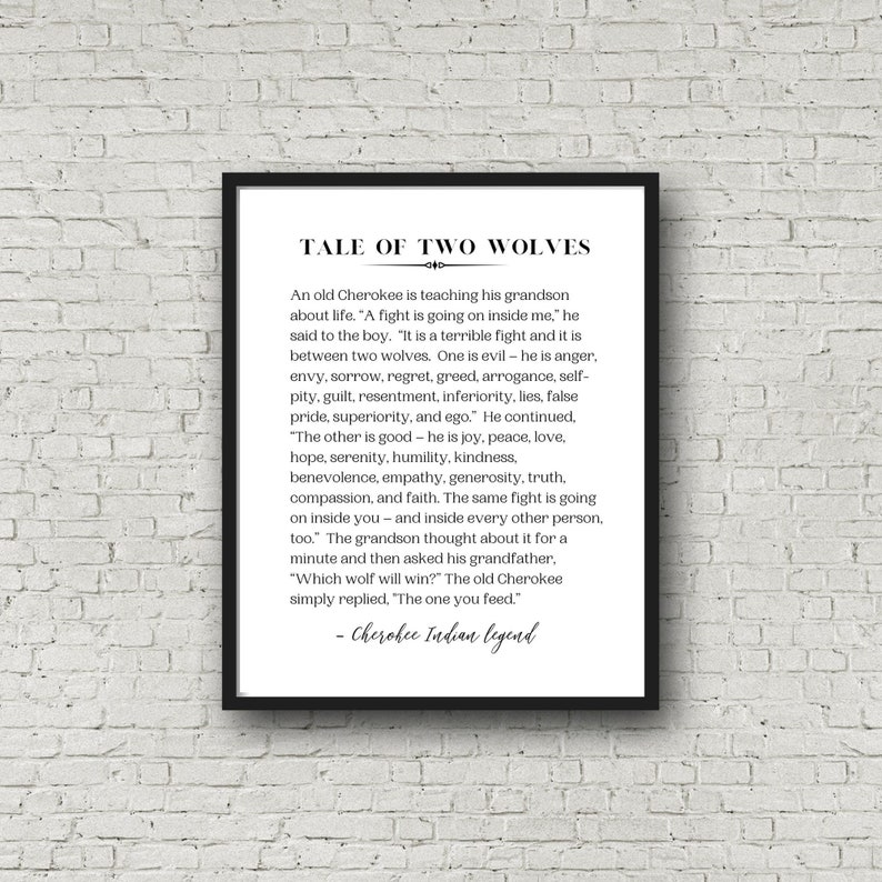 Tale of Two Wolves Sign Inspirational Quote Sign Native - Etsy