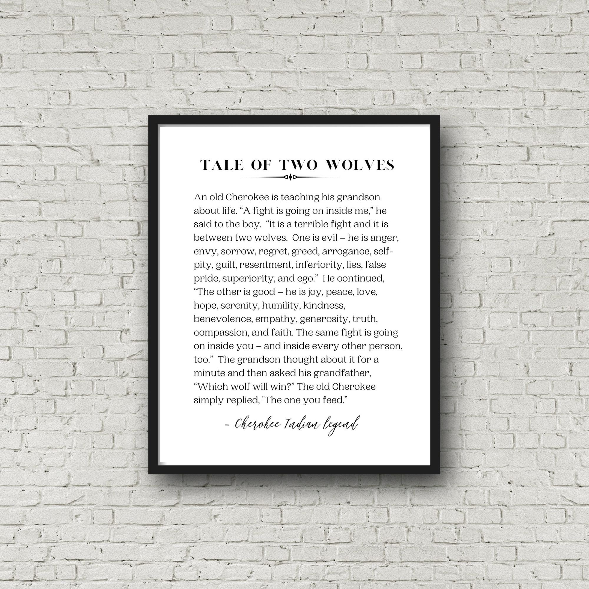 Tale of Two Wolves Sign Inspirational Quote Sign Native - Etsy