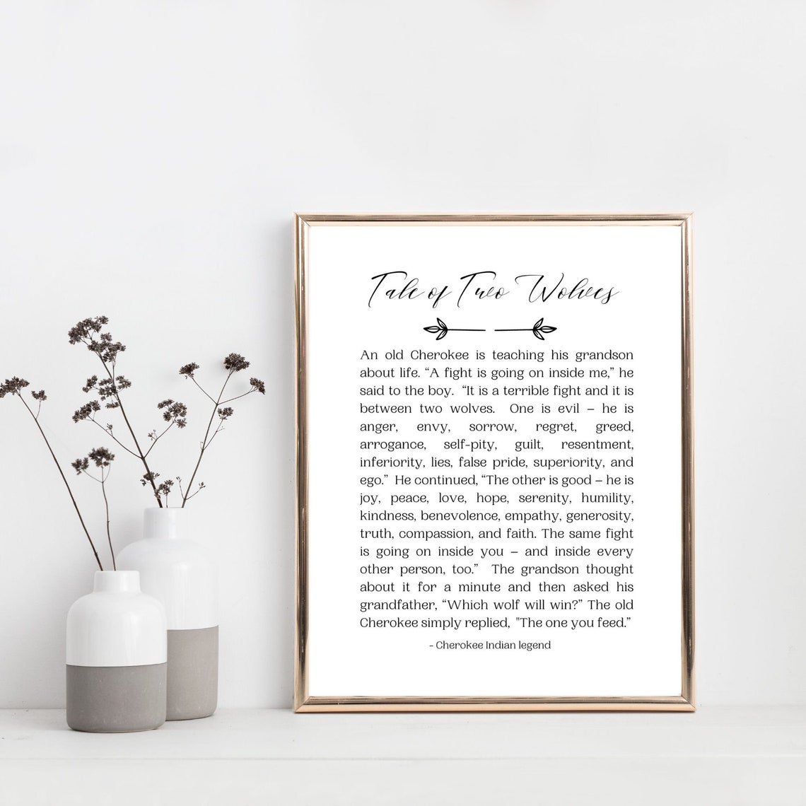 Tale of Two Wolves Sign Inspirational Quote Sign Native - Etsy