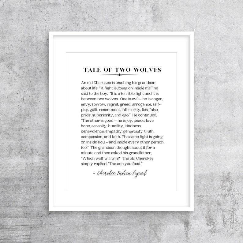 Tale of Two Wolves Sign Inspirational Quote Sign Native - Etsy