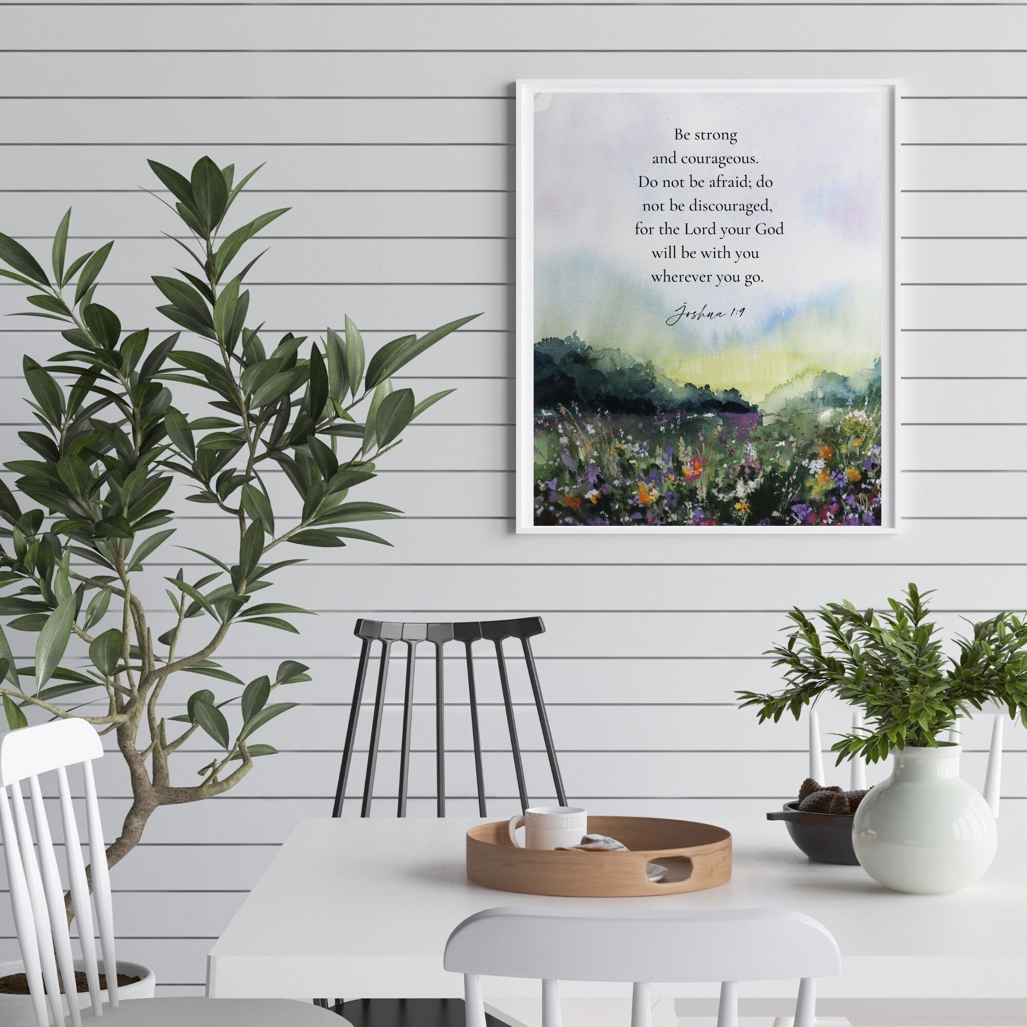 Be Strong and Courageous Printable Art. Joshua 1:9. Christian Wall Art ...