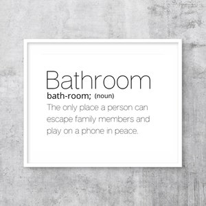 Bathroom Definition Sign, Funny Bathroom Art, Bathroom Wall Decor, Home ...
