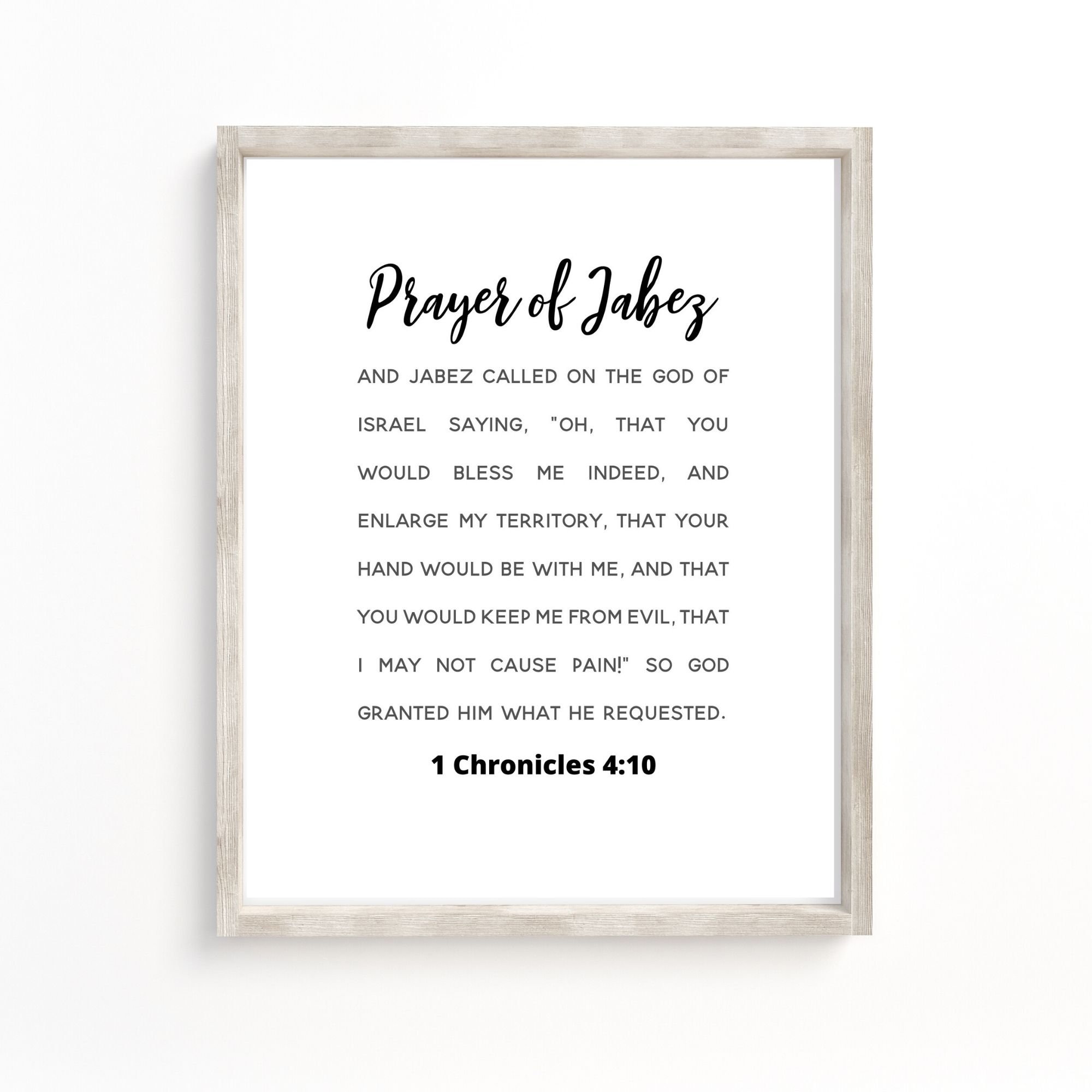 Prayer of Jabez, 1 Chronicles 4:10, Scripture Wall Art, Christian Wall ...