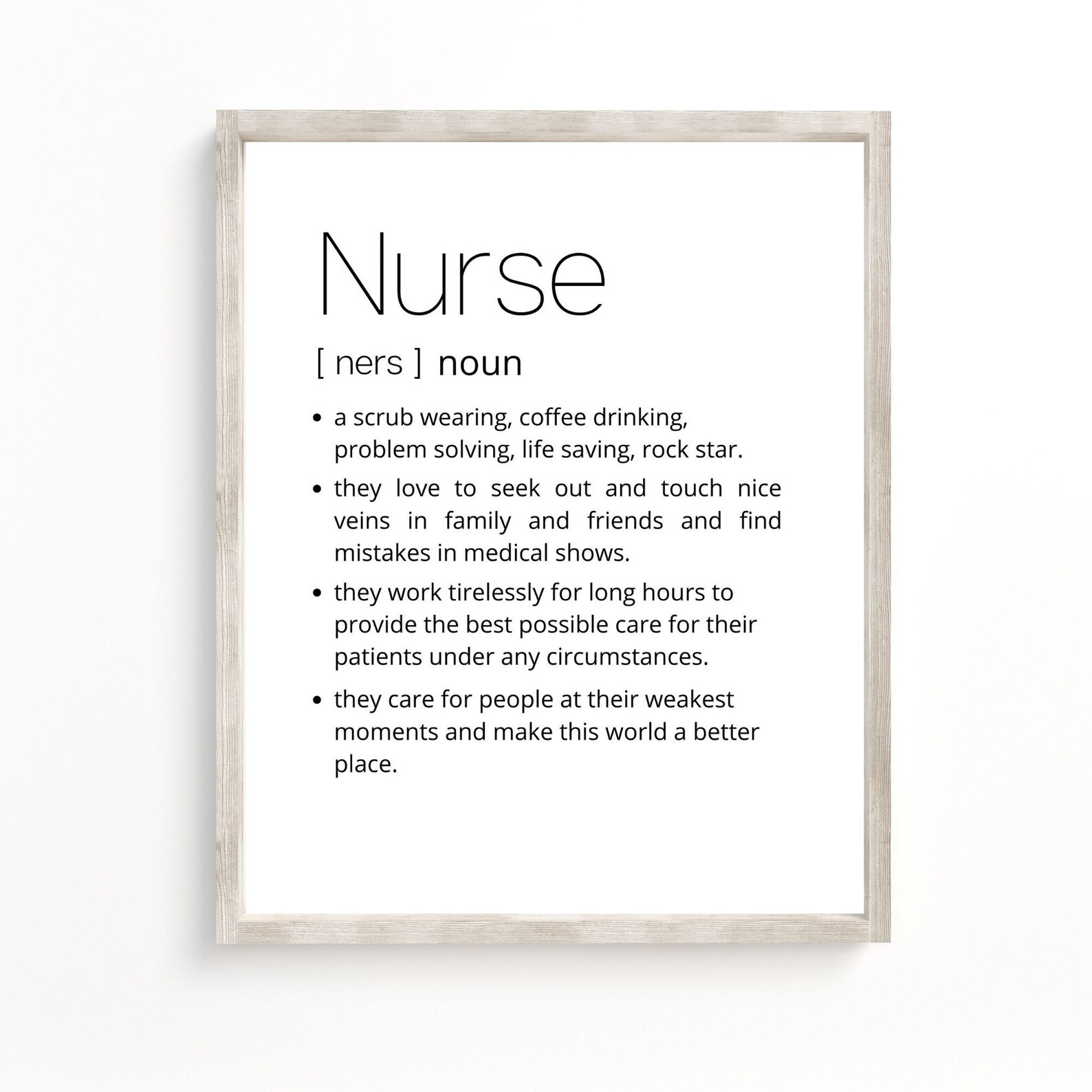 Nurse Gift, Nurse Definition Print, Nurse Appreciation, Sincere Nurse ...