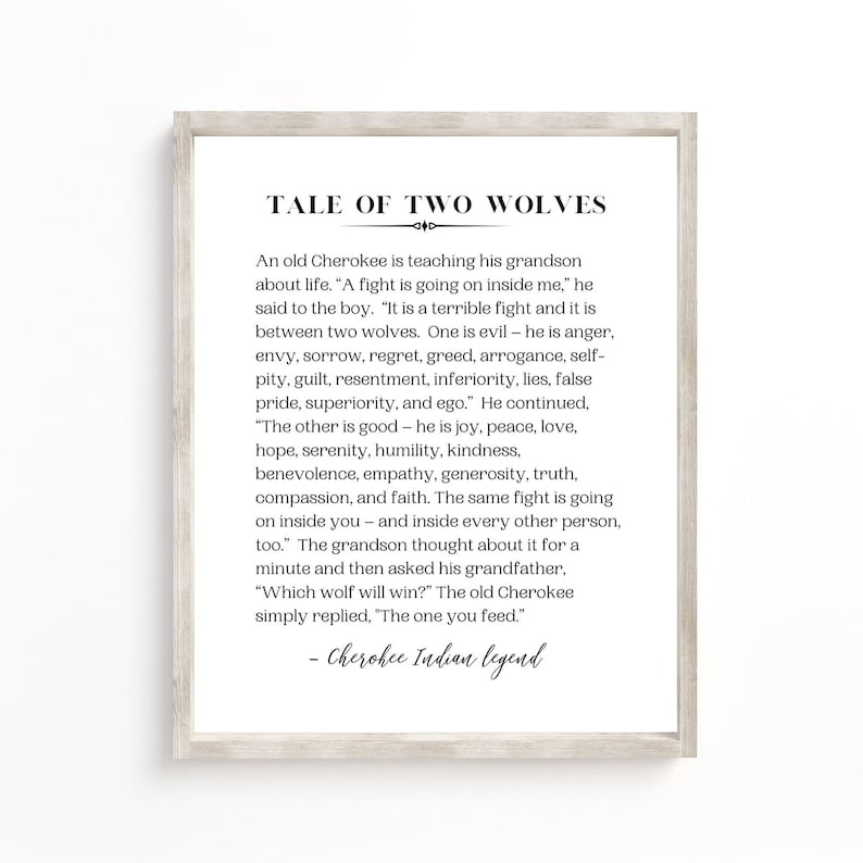 Tale of Two Wolves Sign Inspirational Quote Sign Native - Etsy