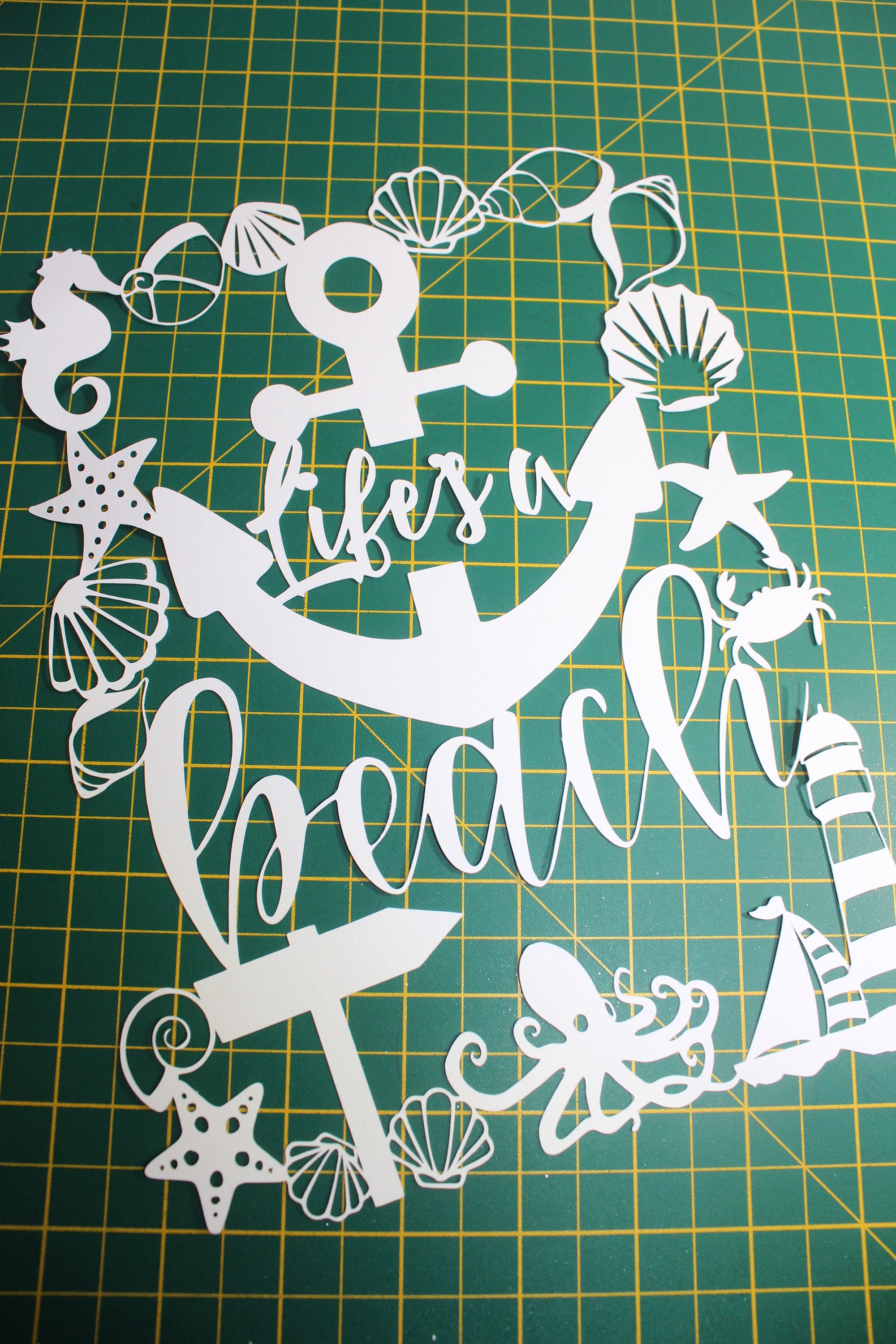 Life is a Beach Papercut Template Cricut Silhouette svg pdf | Etsy