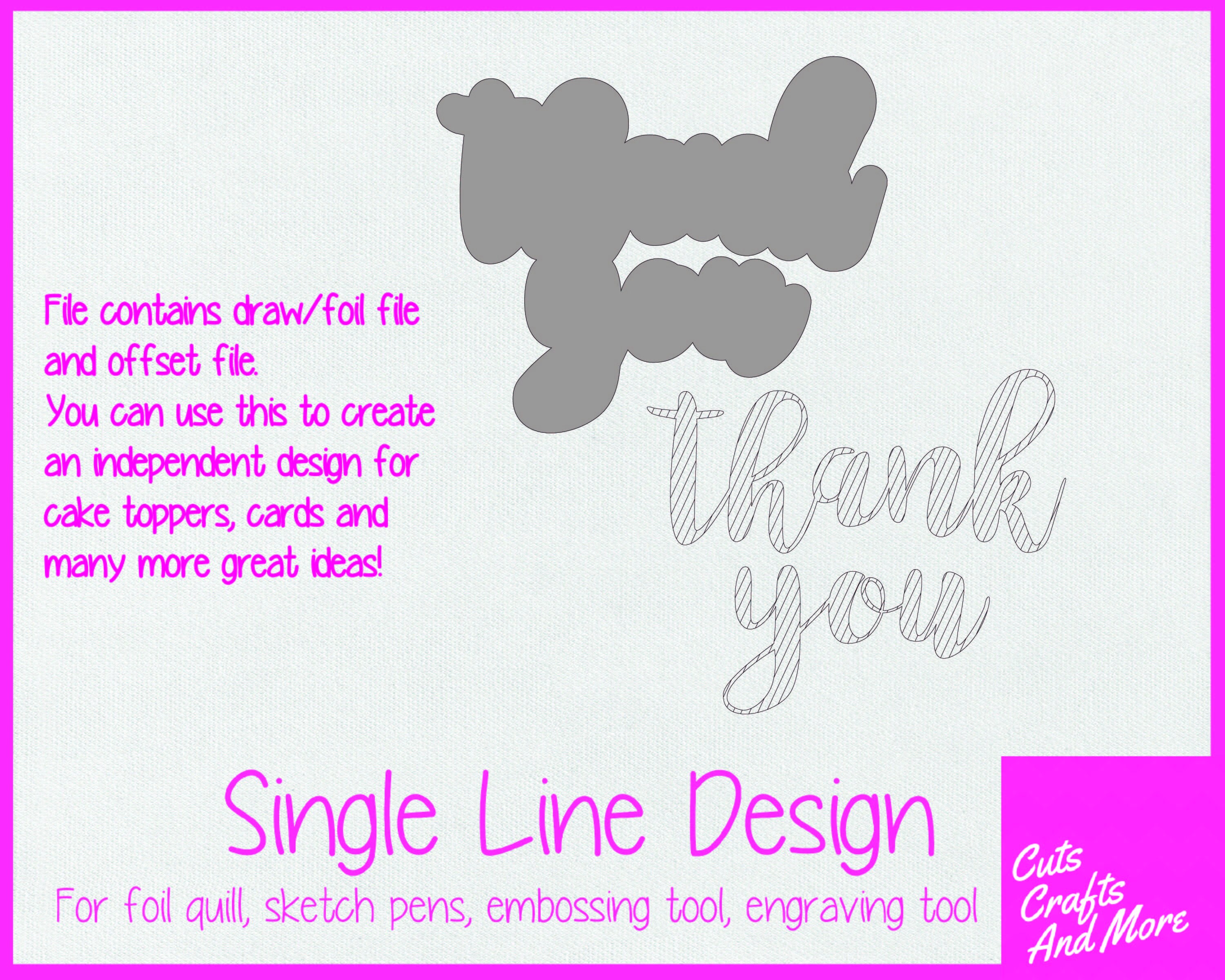 Thank You Single Line Svg Foil Quill Emboss Invisible Ink - Etsy