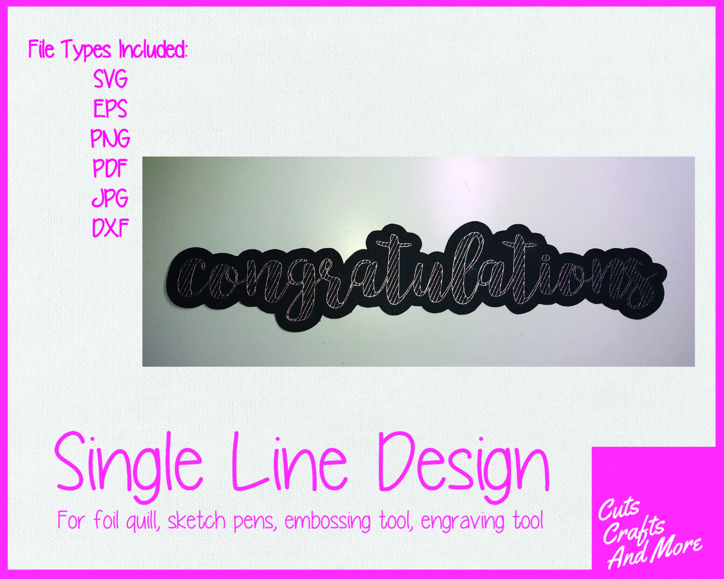 Congratulations Single Line Svg Foil Quill Emboss | Etsy