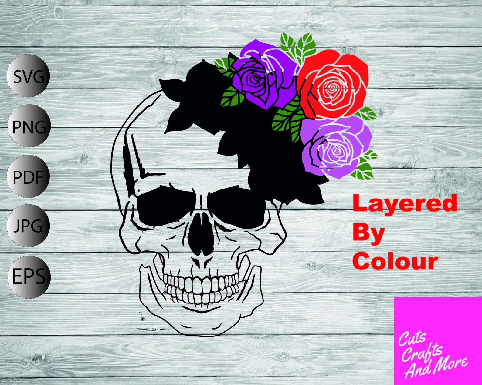 Skull and Roses SVG Flowers Svg Cricut Silhouette Svg - Etsy