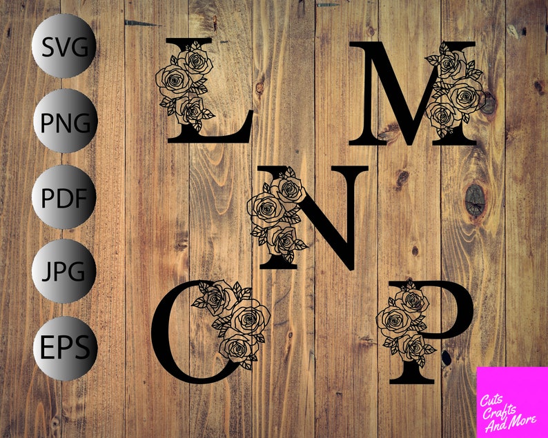 Floral Alphabet SVG: Rose Letter Designs, Cricut/silhouette (digital ...