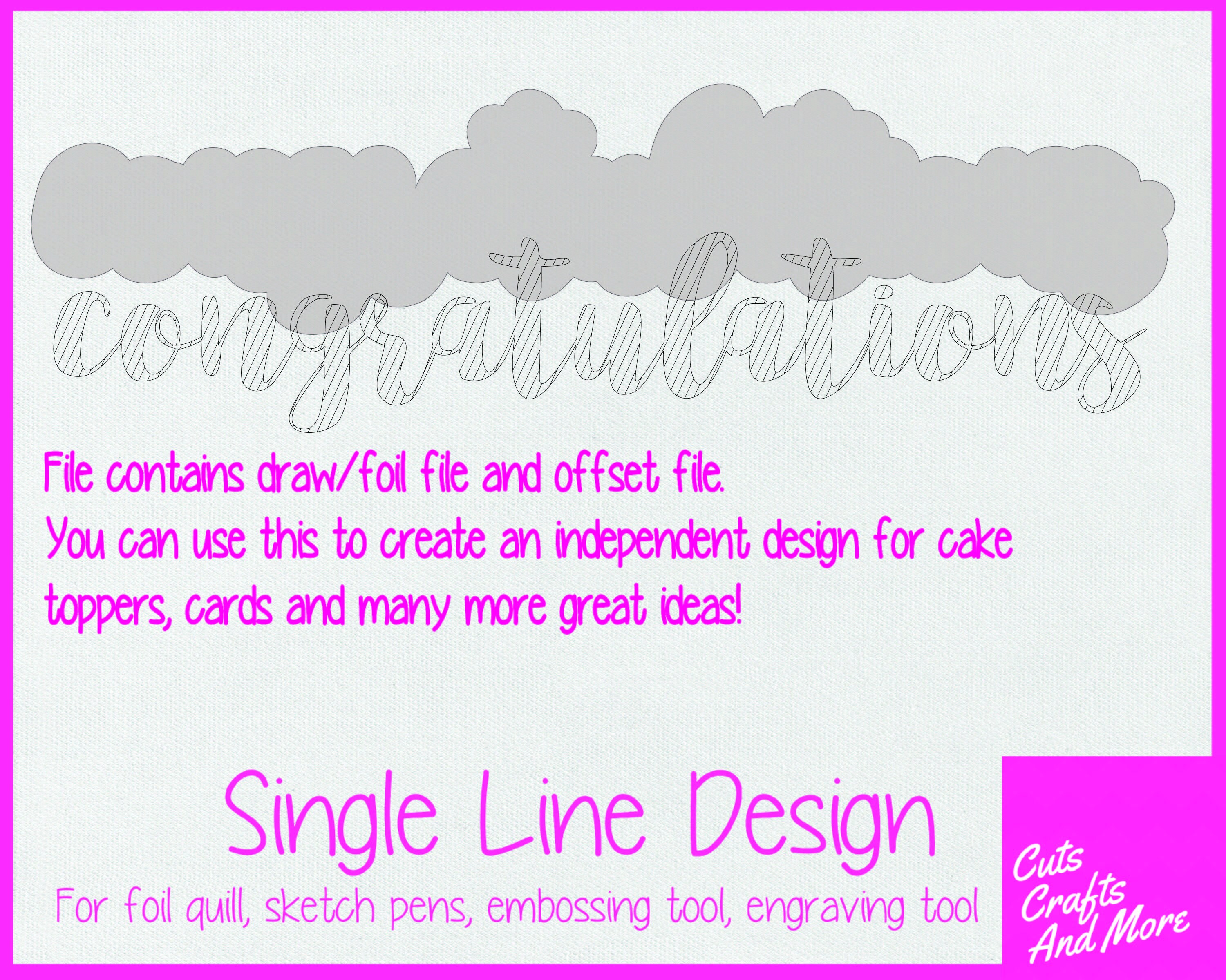 Congratulations Single Line Svg Foil Quill Emboss | Etsy