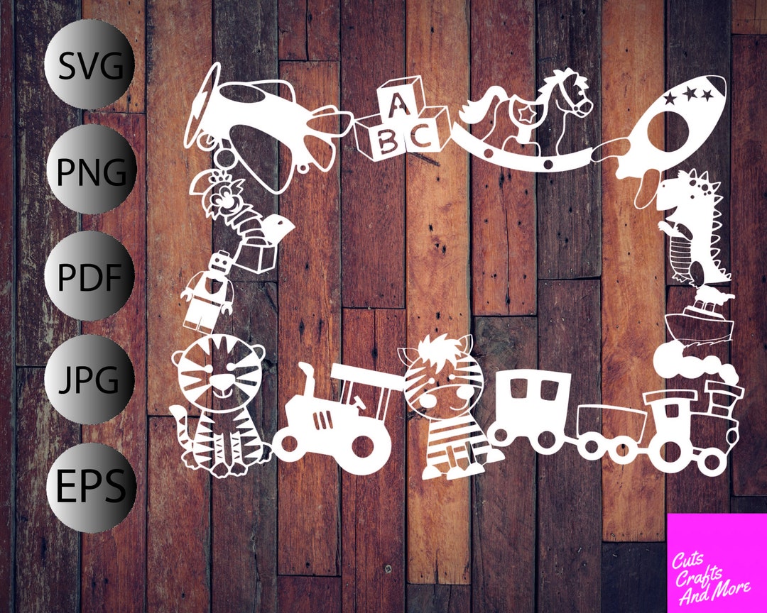 New Baby Boy Border | Papercut Template | Cricut Silhouette | Svg Pdf ...