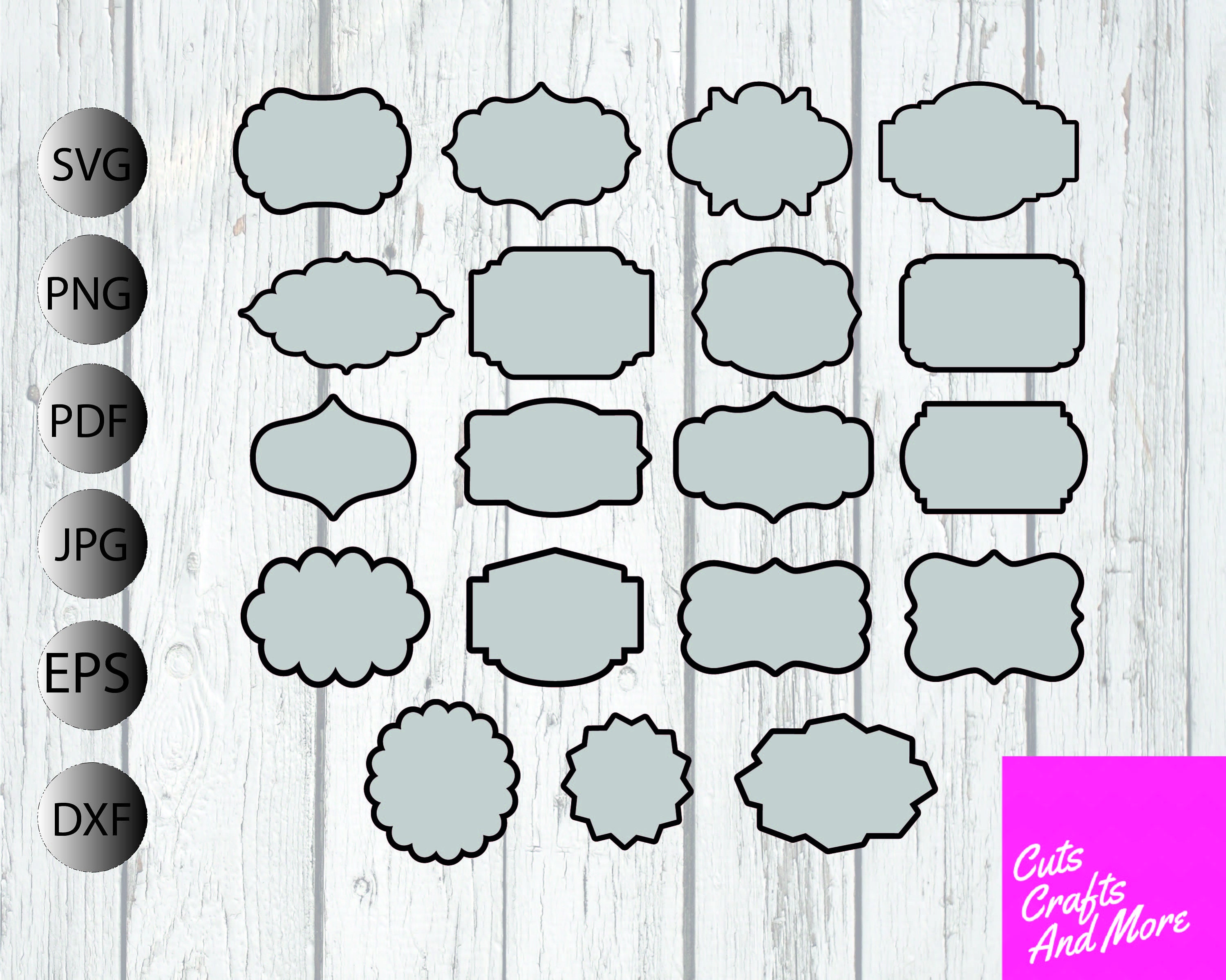 Frame SVG Bundle: Sign, Tag & Label Shapes (cut File Printable) - Etsy