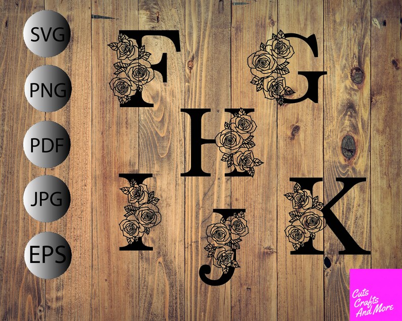 Floral Alphabet SVG: Rose Letter Designs, Cricut/silhouette (digital ...
