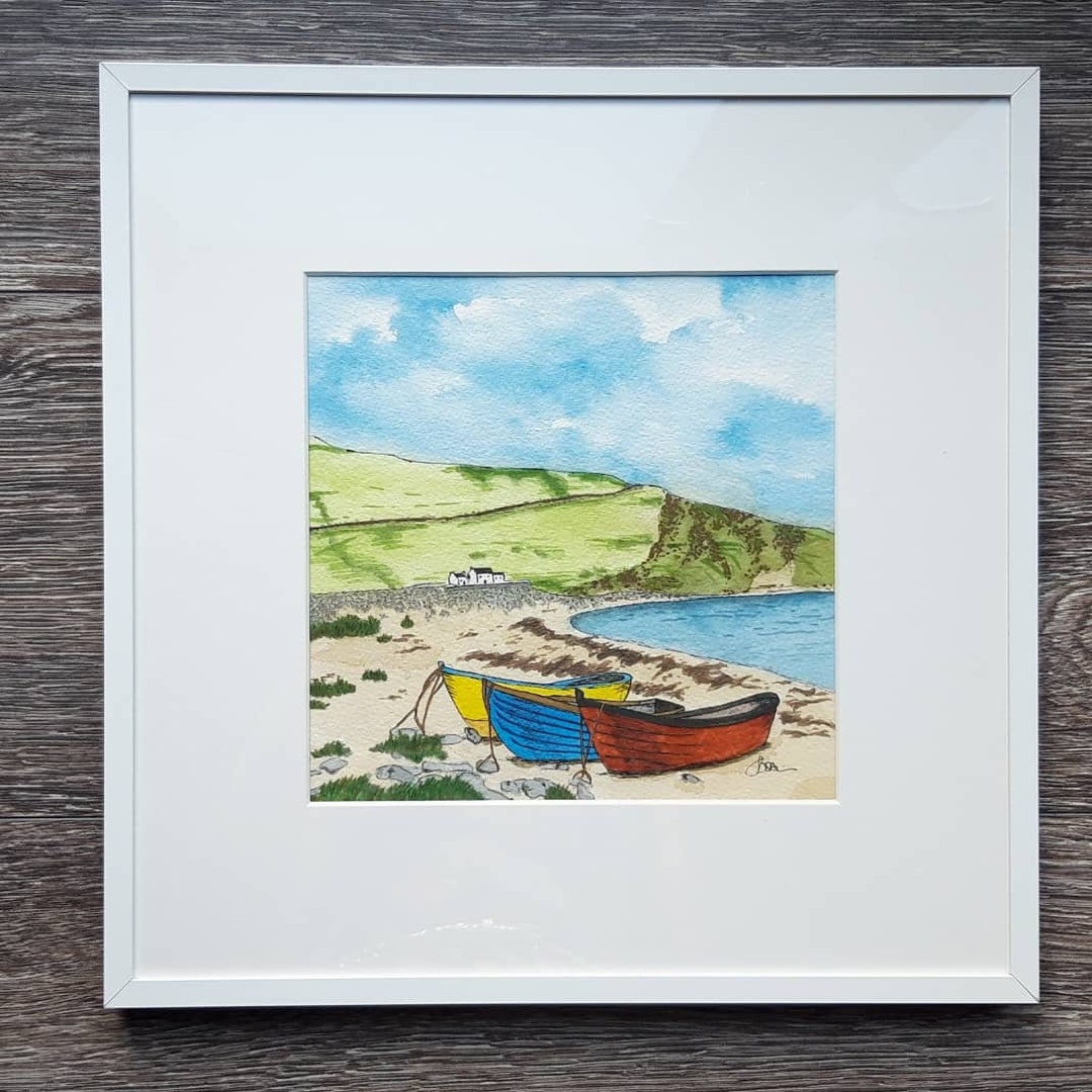 Original Beachscape Painting. Watercolour Seascape, Landscape/fishing ...