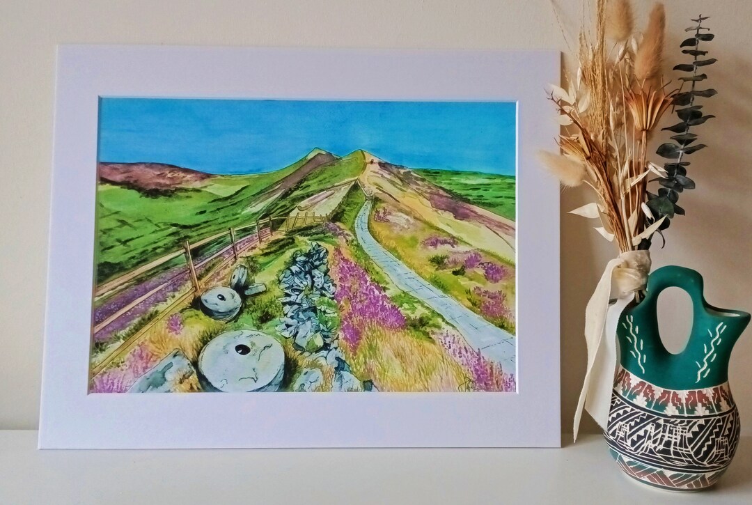 Mam Tor Peak District Art Print - Illustration/a4/landscape Painting ...