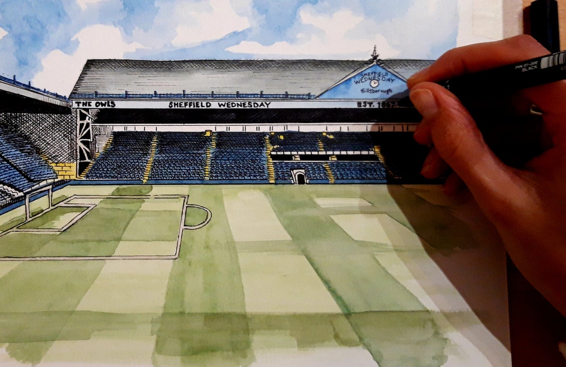 Sheffield Wednesday Football Stadium Art Print/ Watercolour/ - Etsy