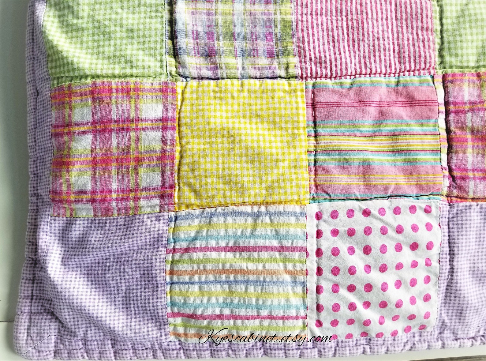 Vintage Pastel Color Cotton Patchwork Quilt Handmade Kids or - Etsy