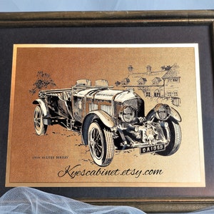 Set of 2 Framed Antique Car Etching Print on Gold Foil 1924 - Etsy