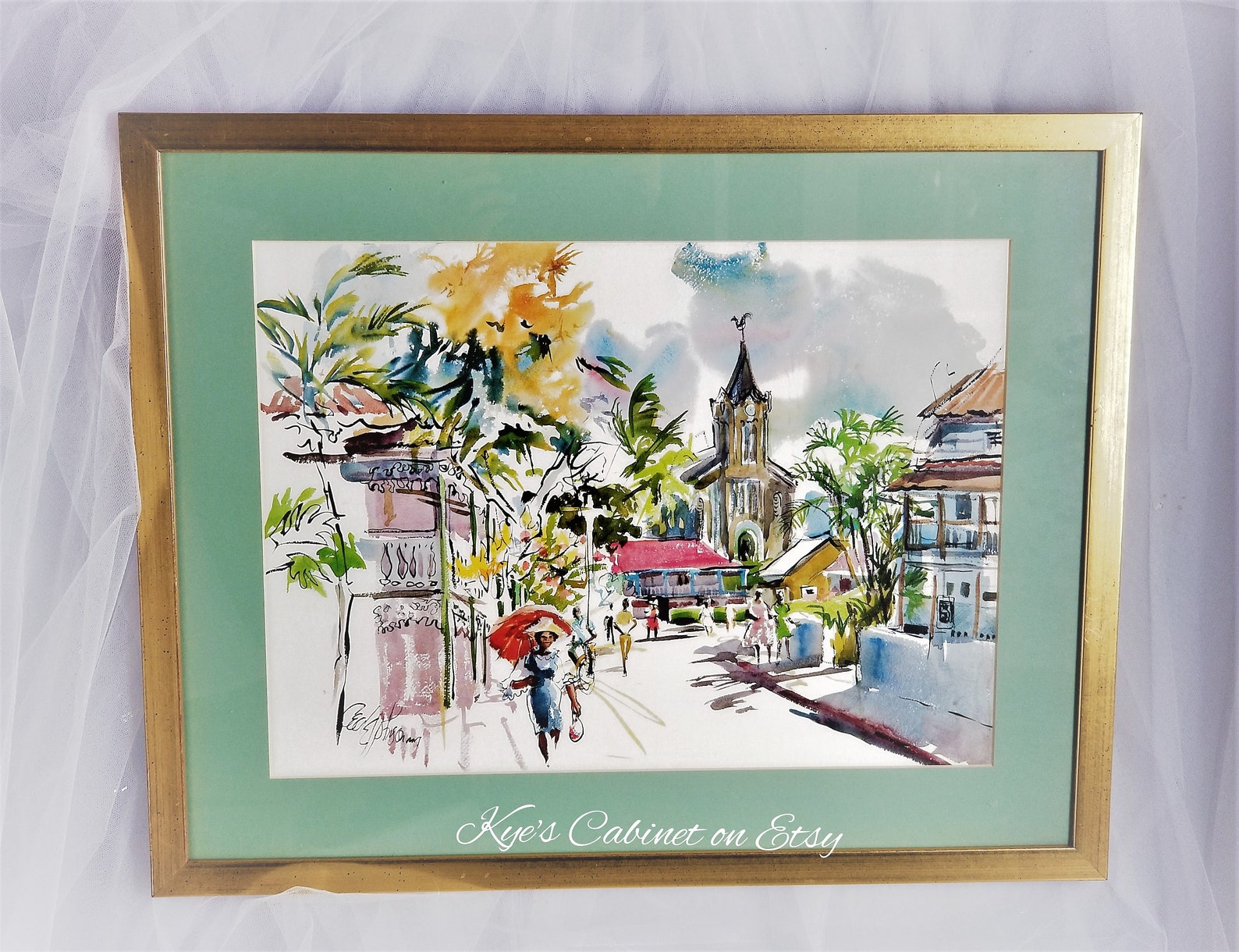 Cecile Ryden Johnson Watercolor Sunday Morning in Port | Etsy