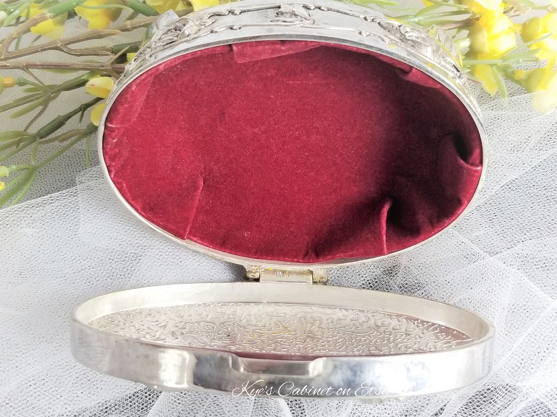 Silver Plated Jewelry Box by Regent Square Oval Shaped With - Etsy